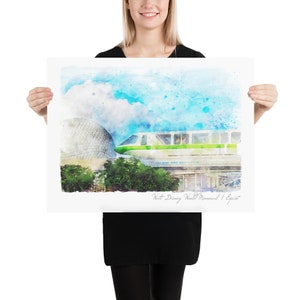 Watercolor Monorail UNFRAMED Wall Art Print / Disney World Painting ...