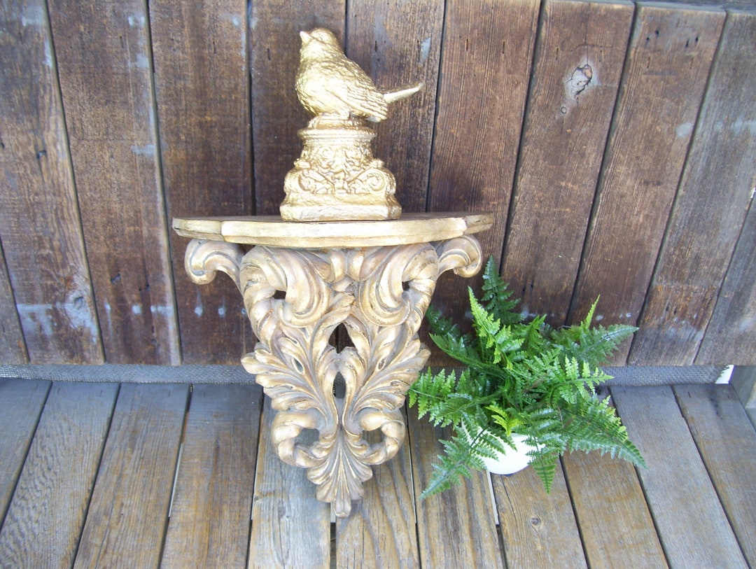 Gold Wall Shelf Hollywood Glam Detailed Gold Ornate Shelf Half Moon ...