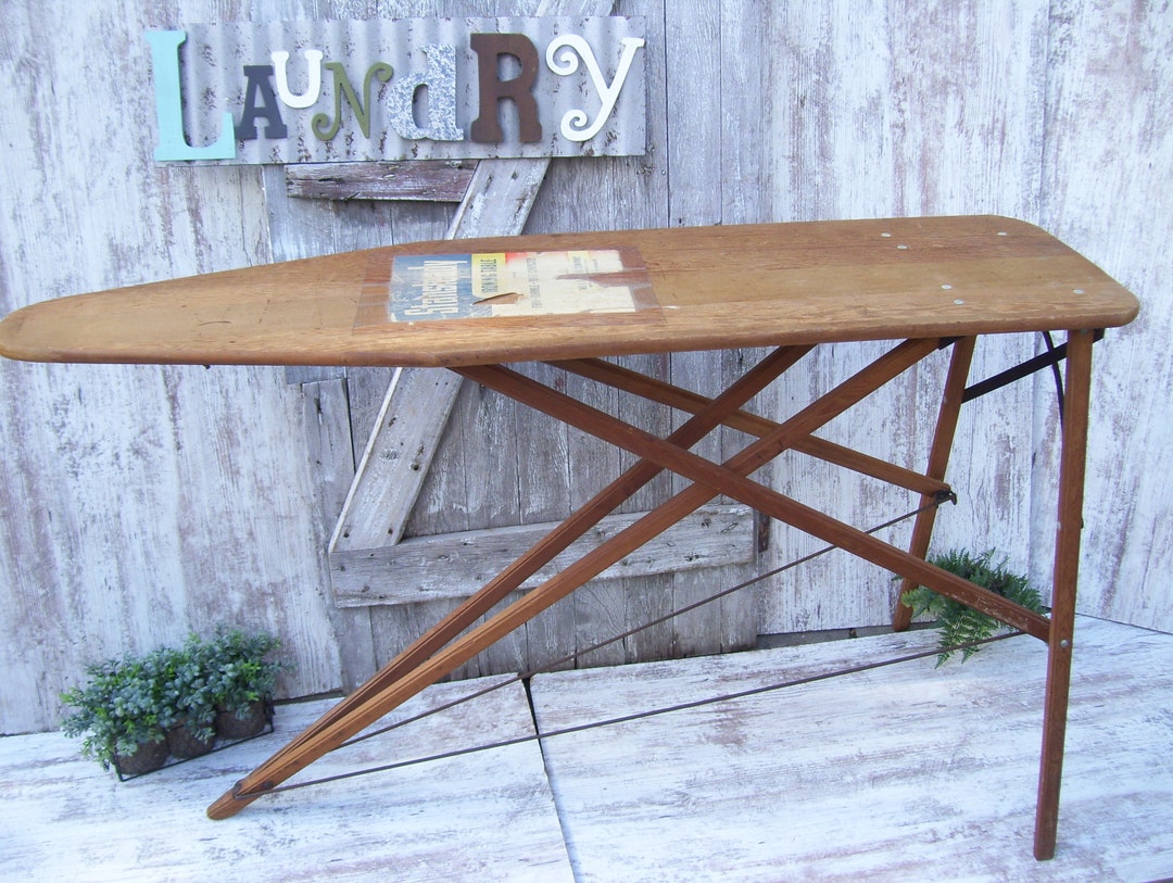 Vintage Wood Ironing Board Stansteady Wooden Folding Table Farmhouse ...