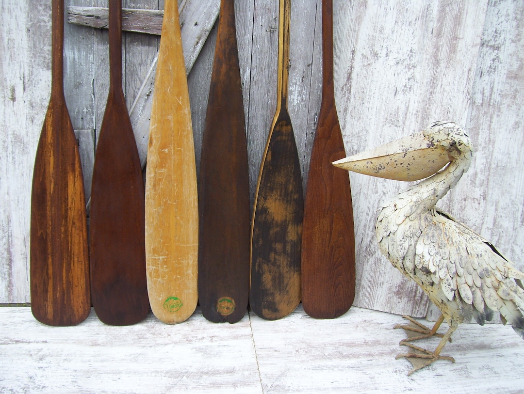 Vintage Wooden Canoe Paddle Feather Brand 72" Pelican Boat Oar Rustic ...