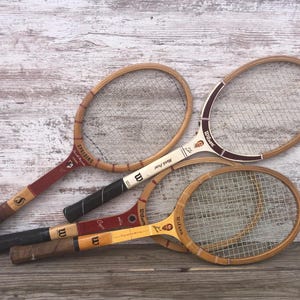 Wood Tennis Rackets Wright and Ditson Trophy Spalding Pancho Gonzales ...