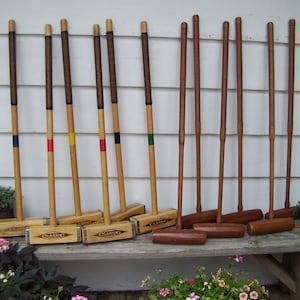 6 Player Croquet Set 36 LONG Square Mallets Bag Wood Balls Complete Set ...