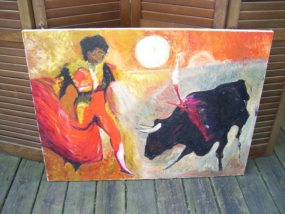 LARGE Spanish Matador Bullfighter Oil Painting Colorful Spanish Art ...