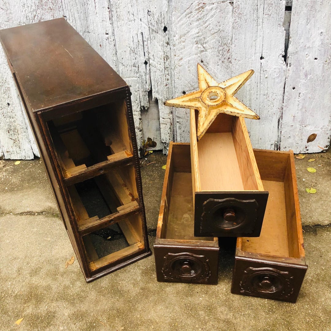 3 Wood Sewing Machine Singer Drawer Cabinet Stained Wooden Sewing ...