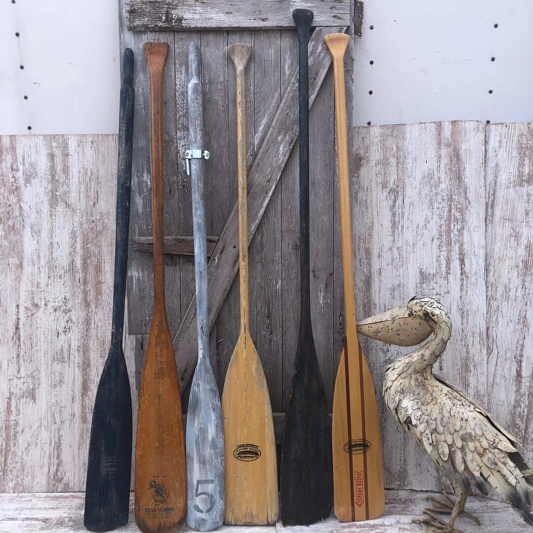 Vintage Wooden Oars Feather Brand Painted Wood Boat Oars Marine Canoe ...