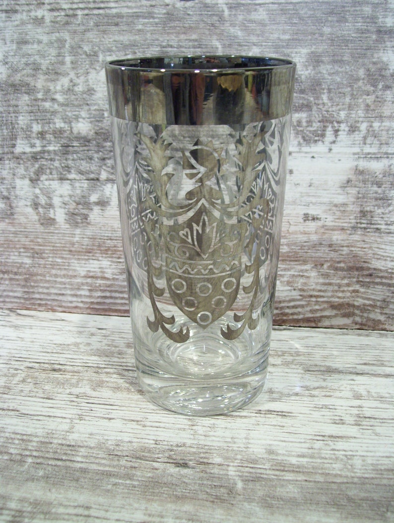 4 Kimiko Glassware Silver Platinum Knights Shield Highball Tom - Etsy