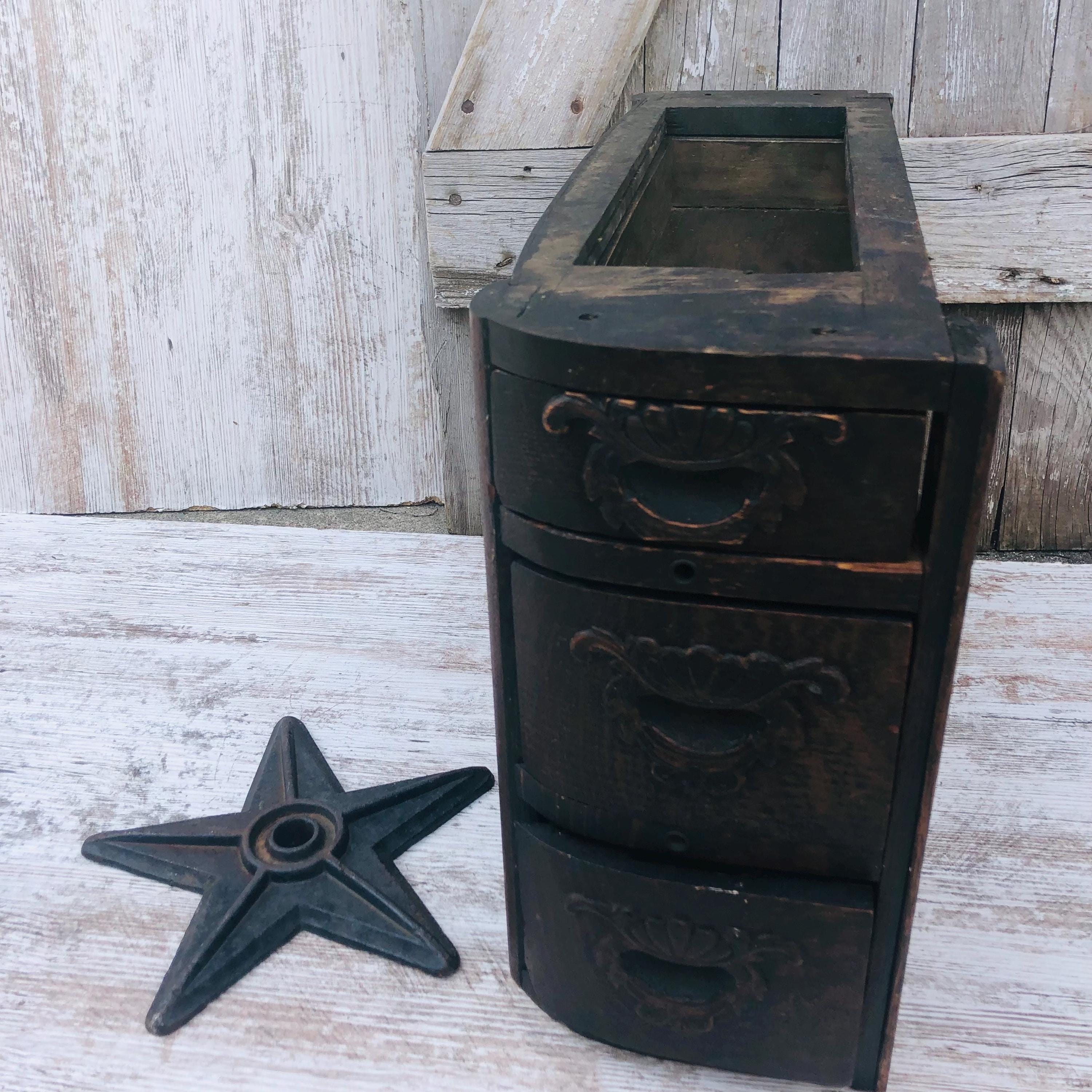 3 Wood Sewing Machine Singer Drawer Cabinet Stained Wooden Sewing ...