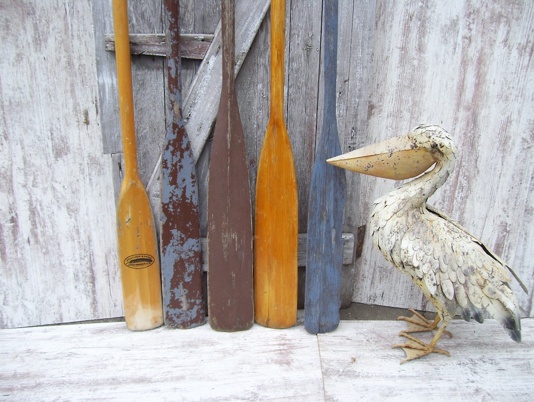 Vintage Feather Brand Wood Boat Oar Stained 71" OR Weathered Painted 89 ...