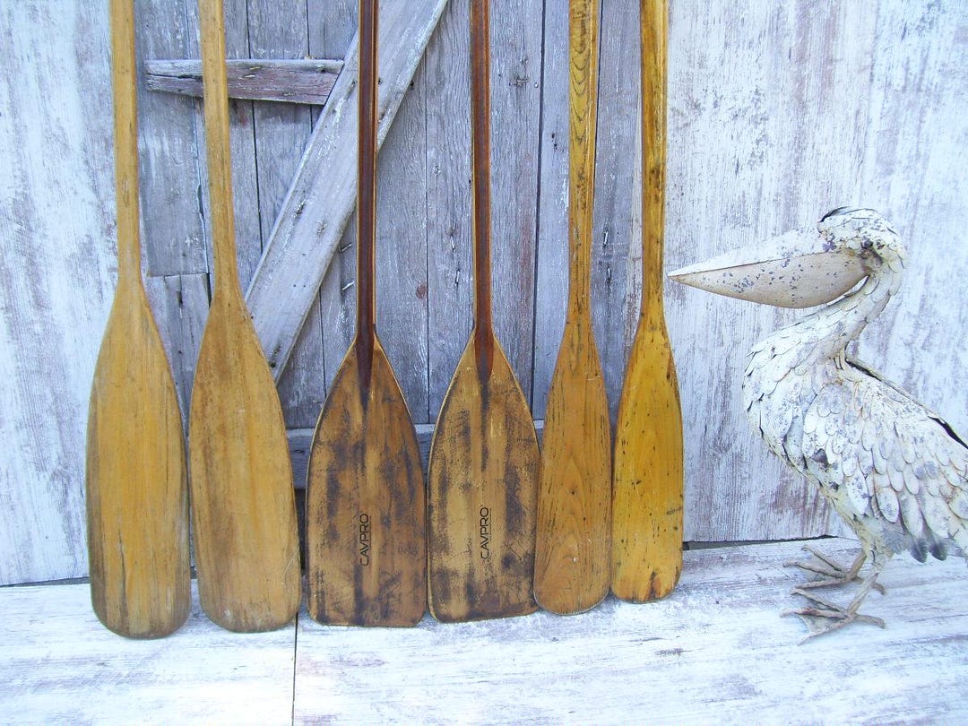 2 Vintage Wooden Boat Oars Cavpro 64 OR 59 Walnut Stained Wood Oar ...