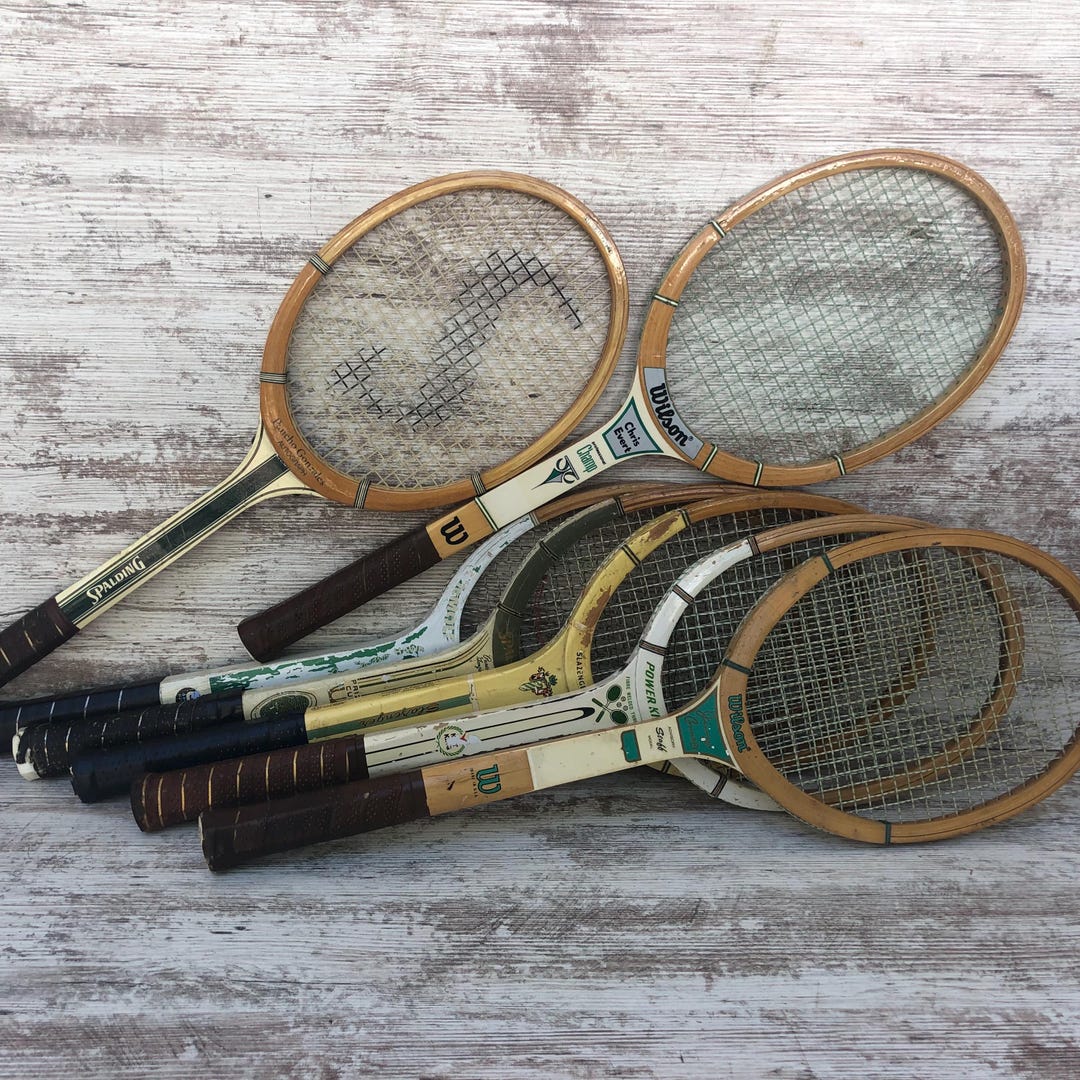 Wood Tennis Rackets Jimmy Connors Spalding Pancho Gonzales Wilson Chris ...