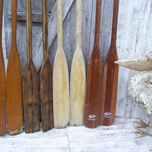 2 Vintage Walnut Feather Brand Oars 74" OR 83" Smokers Brand Weathered ...