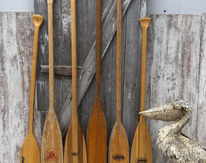 Vintage Wooden Canoe Paddle Feather Brand Wedge Insert Seasense ...