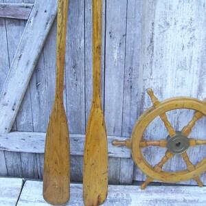 2 Vintage Wooden Boat Oars Cavpro 64 OR 59 Walnut Stained Wood Oar ...