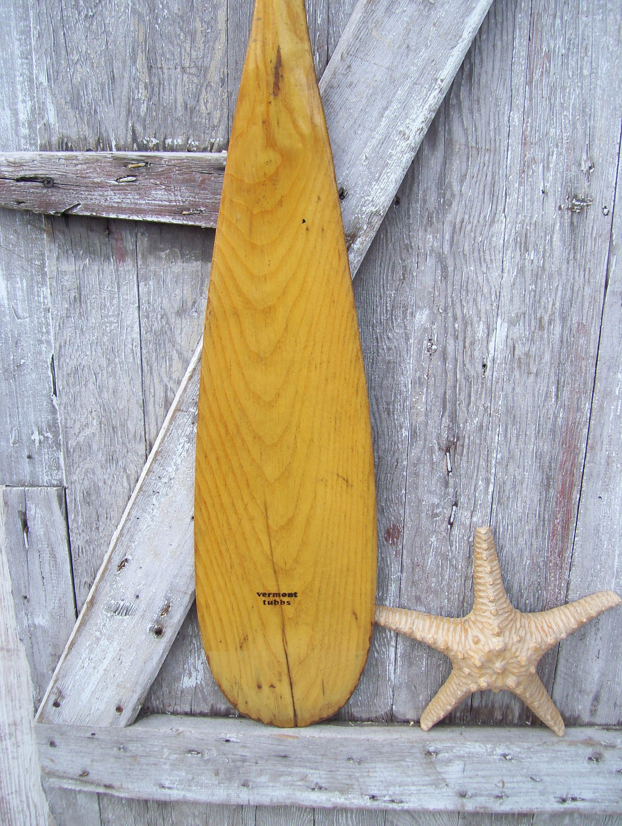 Vintage Wooden Boat Oars Vermont Tubbs Feather Brand Canadian Canoe ...