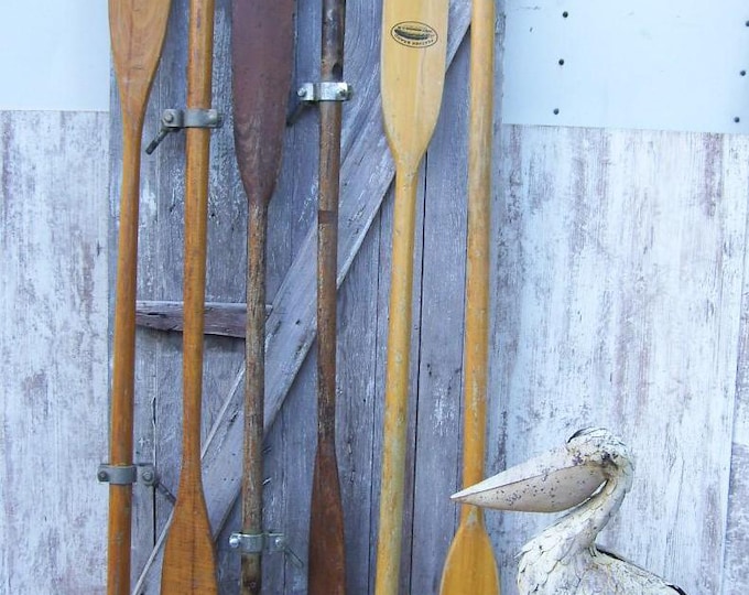 2 Vintage Wood Boat Oars Feather Brand or 68" Brown Stained OR Honey ...
