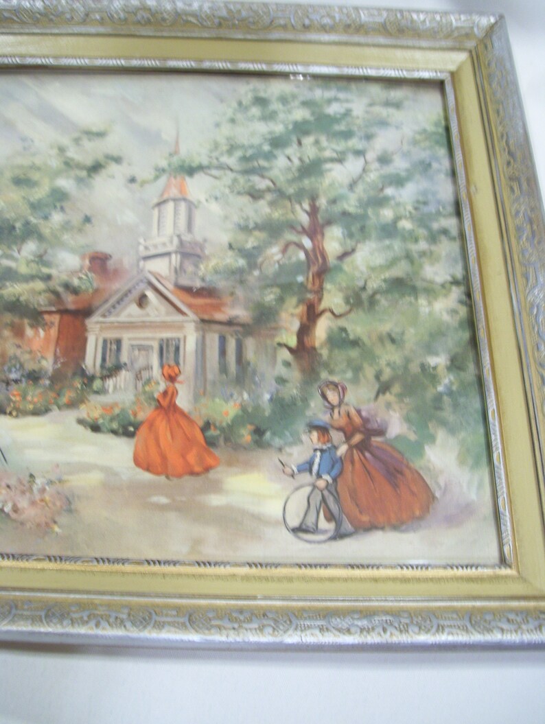 1961 Florence Kroger Victorian Print Strolling Couples Church ...