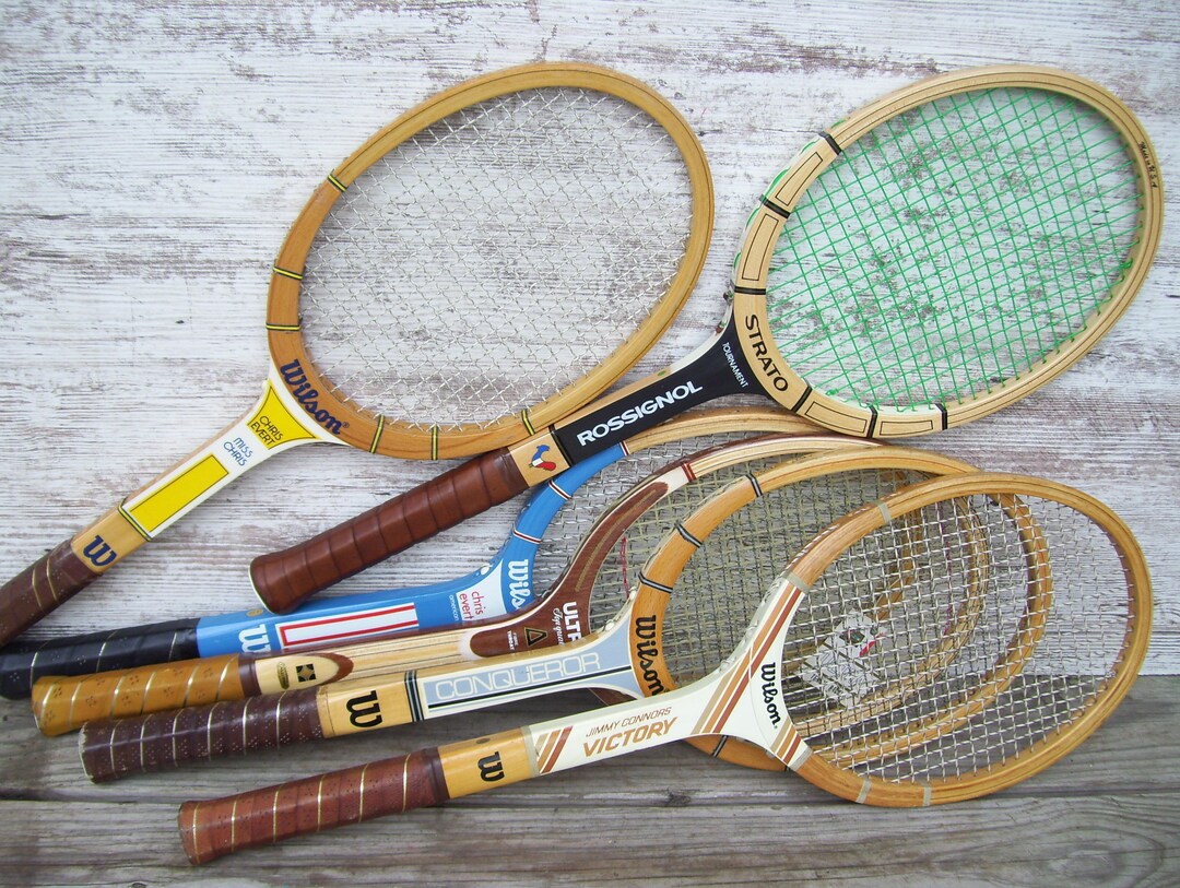 Wood Tennis Rackets Wilson Chris Evert Jimmy Connors VINTAGE MINT ...