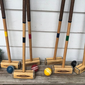 6 Player Croquet Set 36 LONG Square Mallets Bag Wood Balls Complete Set ...