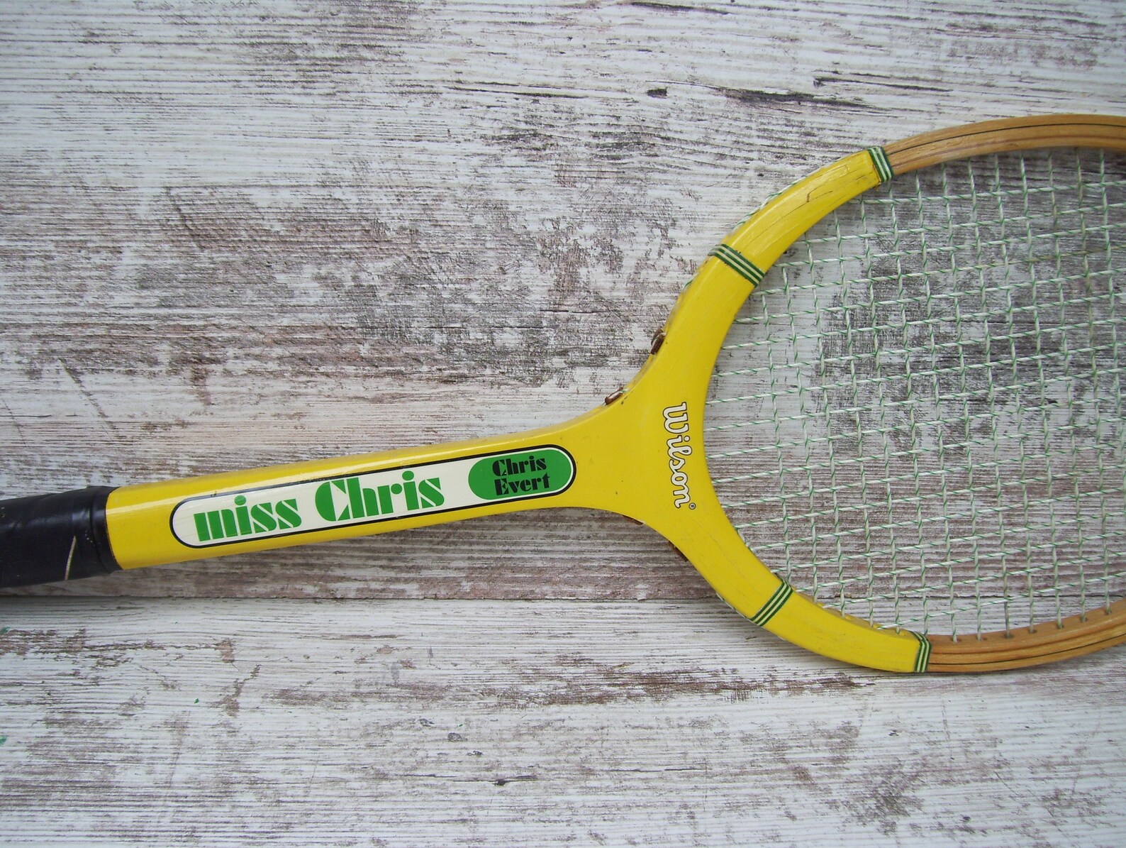 Wood Tennis Racket Wilson Billie Jean King Miss Chris Evert Maureen ...