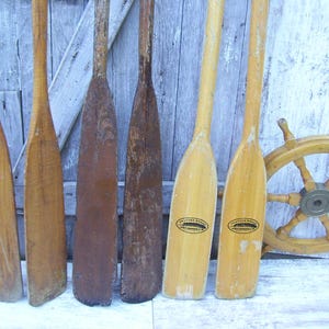 2 Vintage Wood Boat Oars Feather Brand or 68" Brown Stained OR Honey ...