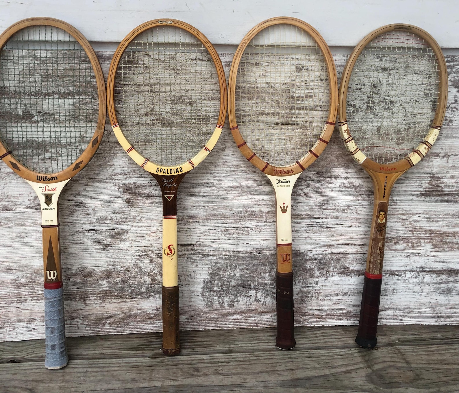 Wood Tennis Rackets Wright and Ditson Trophy Spalding Pancho Gonzales ...