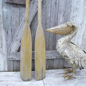 2 Vintage Walnut Feather Brand Oars 74" OR 83" Smokers Brand Weathered ...