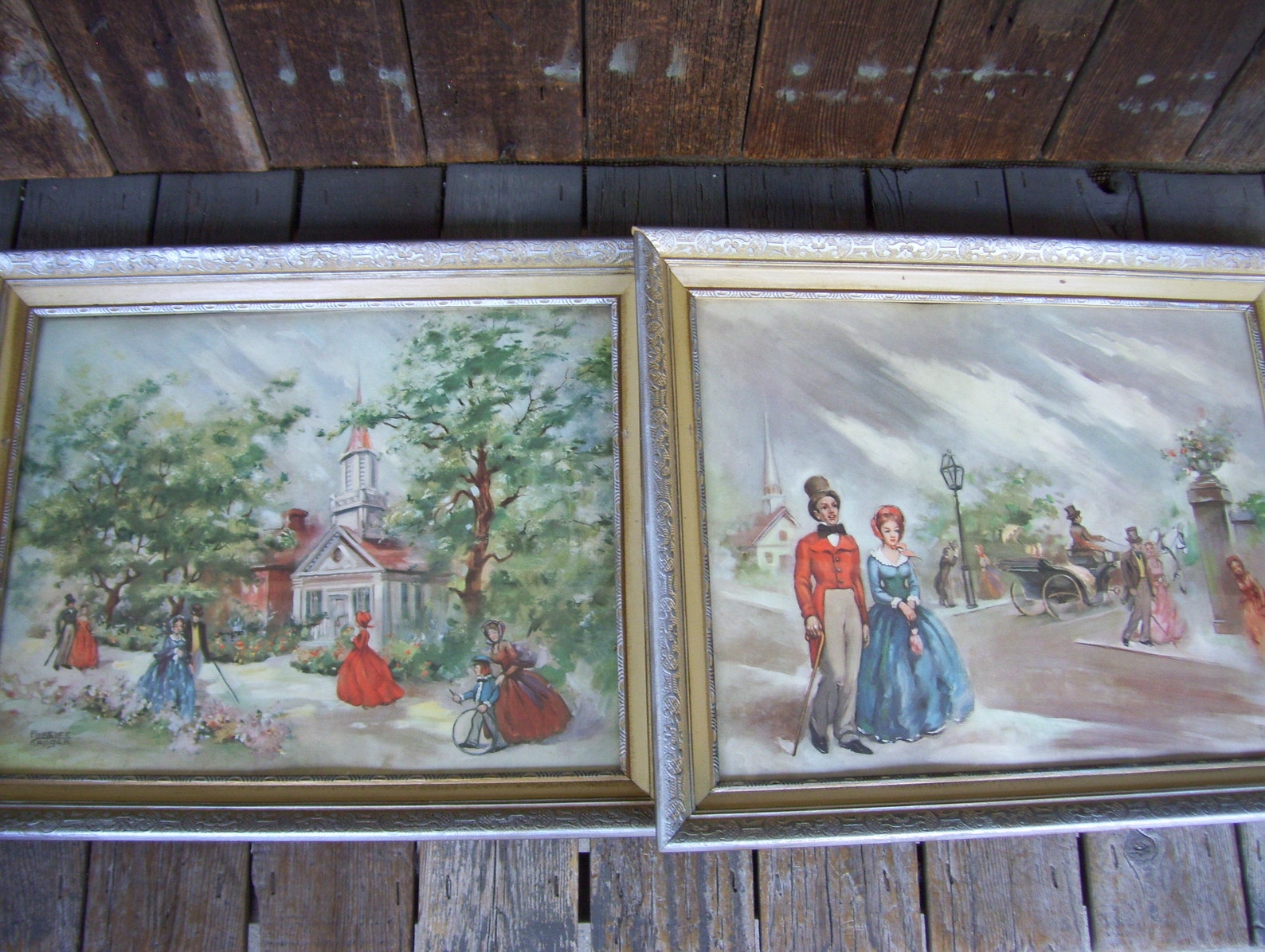 1961 Florence Kroger Victorian Print Strolling Couples Church ...