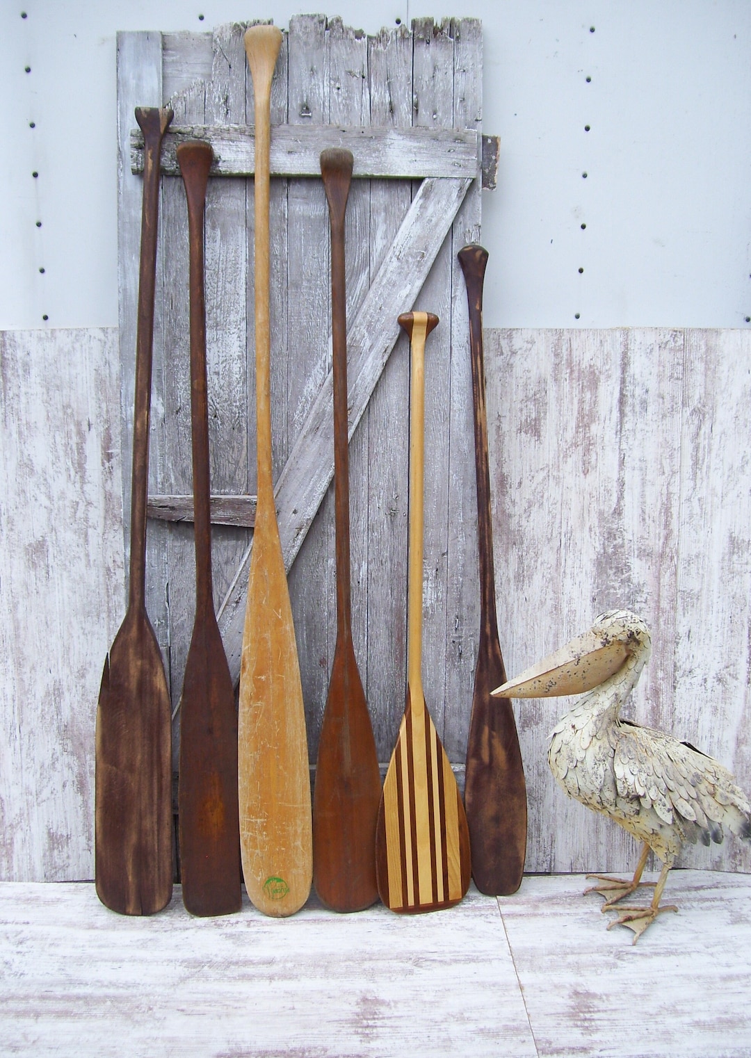 Vintage Wooden Canoe Paddle Feather Brand Pelican Boat Oar 72 Old Town ...