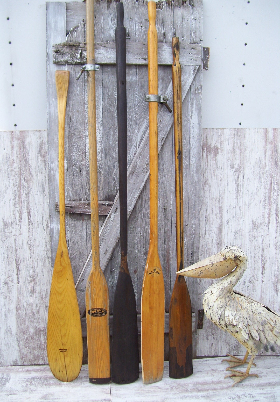 Vintage Wooden Boat Oars Vermont Tubbs Walnut Stained Feather Brand ...