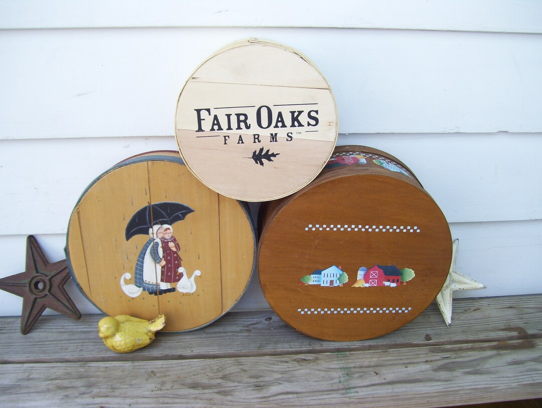 Farmhouse Stained Wood Cheese Box OR Fair Oaks Farm Natural Crate OR ...