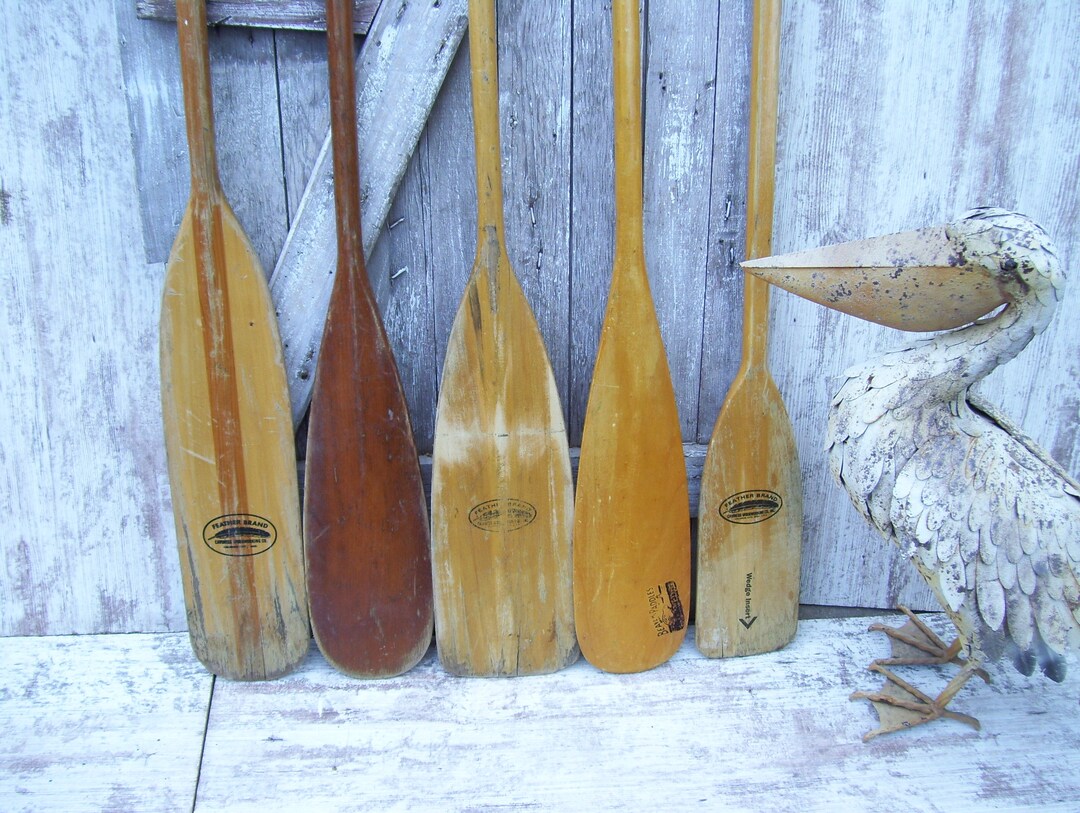 Vintage Wooden Canoe Paddle Feather Brand Wedge Insert Beaver - Etsy