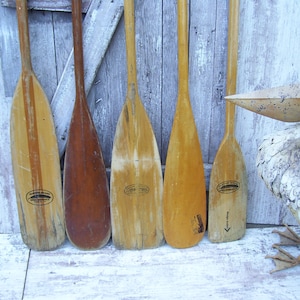 Vintage Wooden Canoe Paddle Feather Brand Wedge Insert Beaver - Etsy
