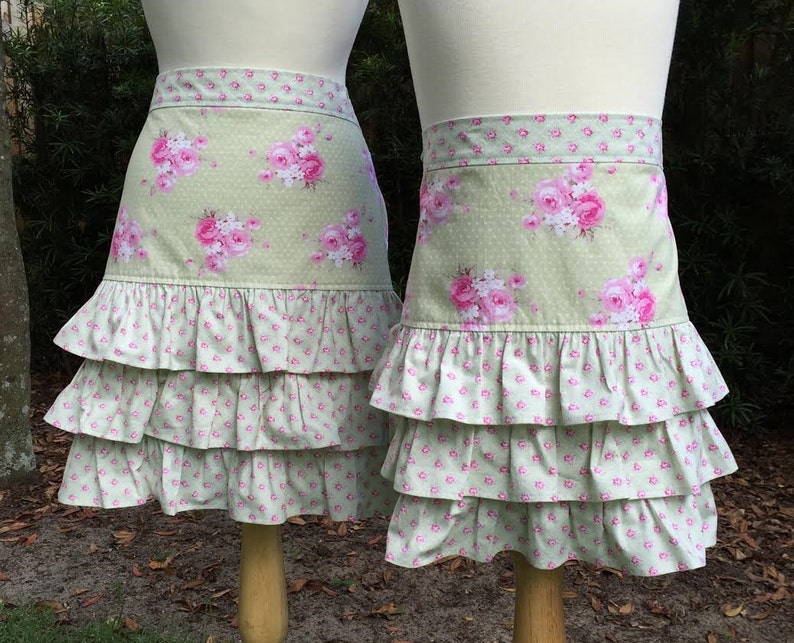 Shabby Chic Mother-daughter Shabby Floral Ruffled Half Apron Set - Etsy