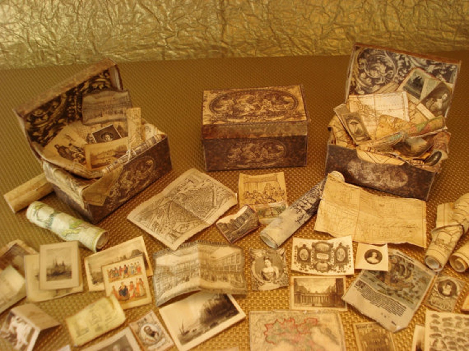 Miniature 1:12 Scale Antique Style Collection of Old World Papers, Maps ...