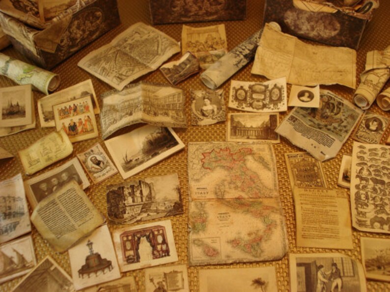 Miniature 1:12 Scale Antique Style Collection of Old World Papers, Maps ...