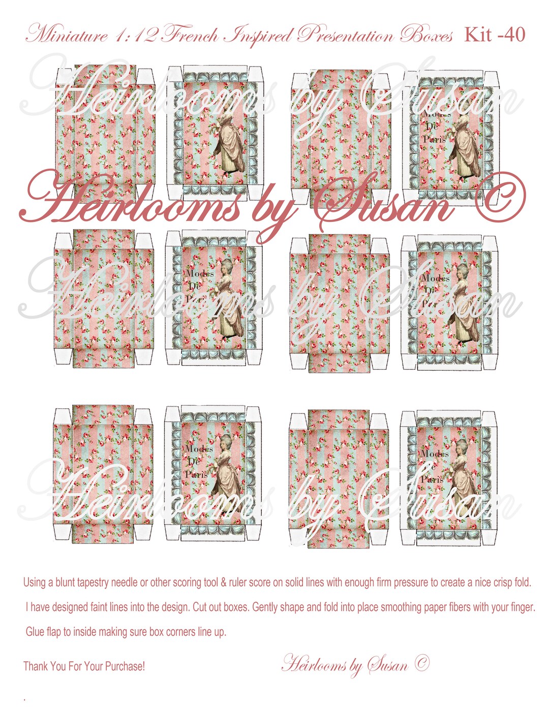 Dollhouse Miniature 1:12 Scale Kit Digital Download Printable Boxes Kit ...