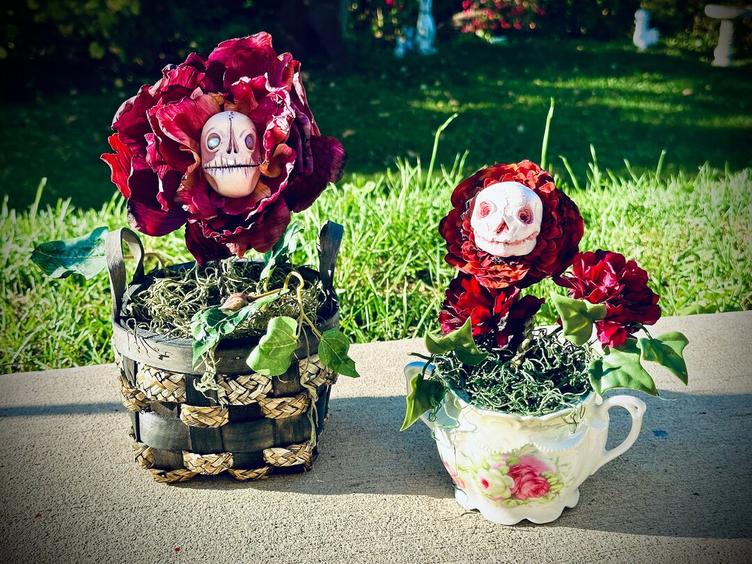 Skull Dead Daisy Skull Flower Creepy Flower Spooky Art - Etsy