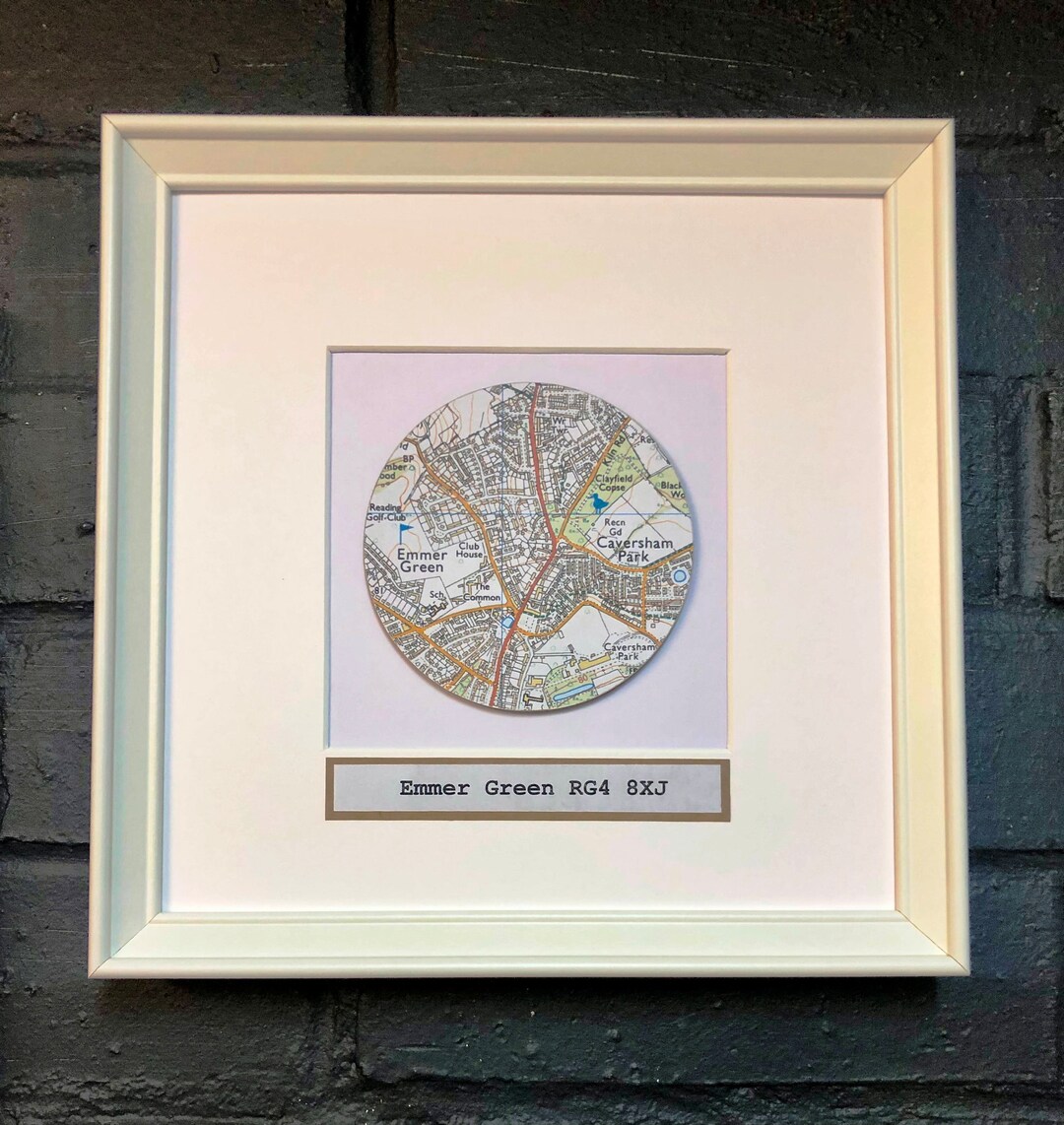 Personalised Framed Map/location Heart, Postcode Frame, Map in a Circle ...