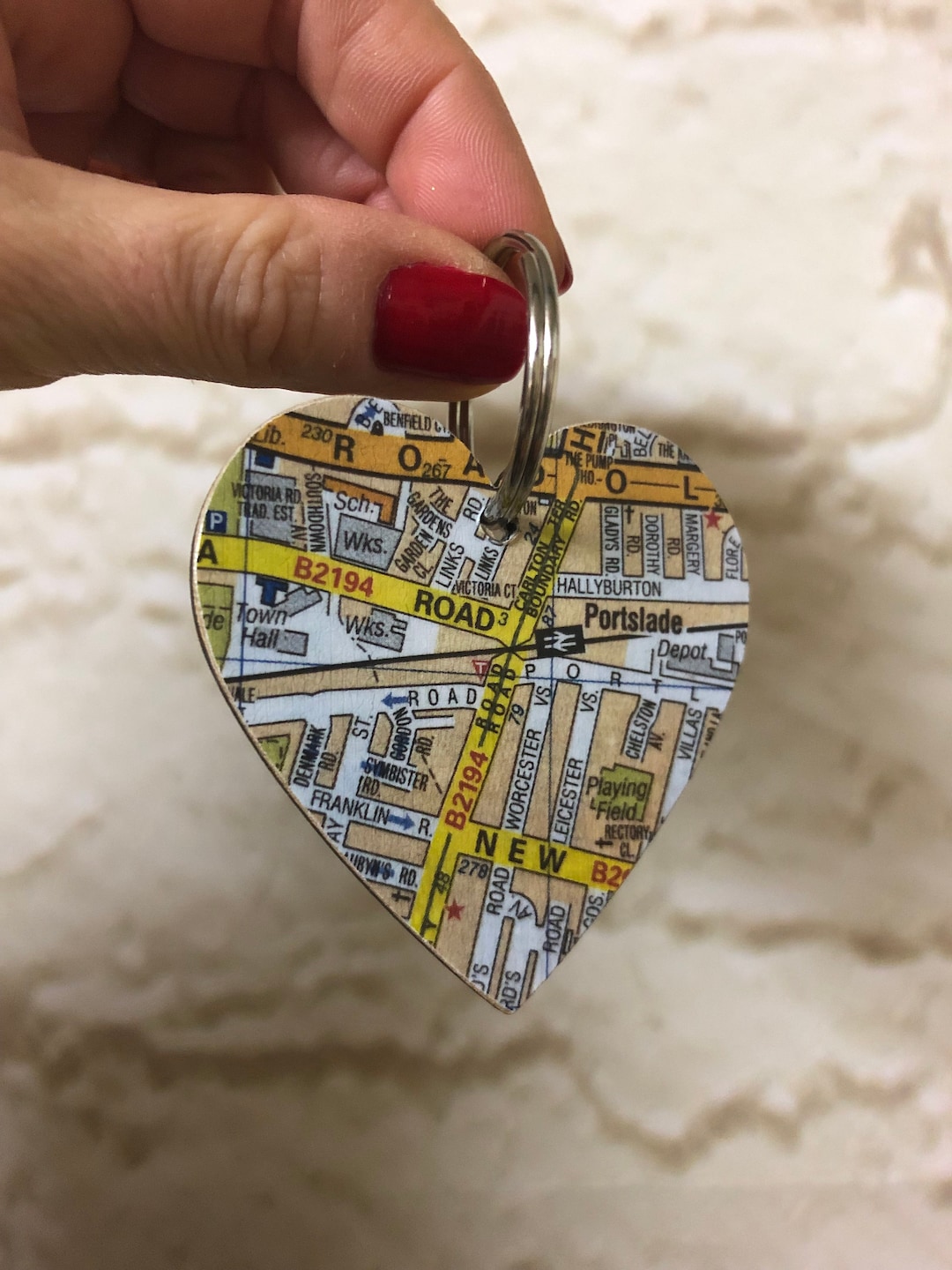 Personalised Map Keyring • Wooden Map Keyring • Small Token Keyring ...