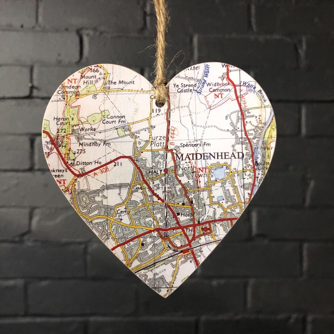 Personalised Wedding Venue/location Map Heart, Personalised Map Heart ...