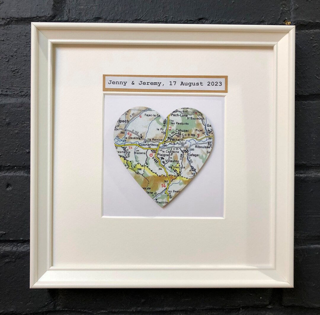 Personalised Framed Map/location Heart, Postcode Frame, Any Custom ...