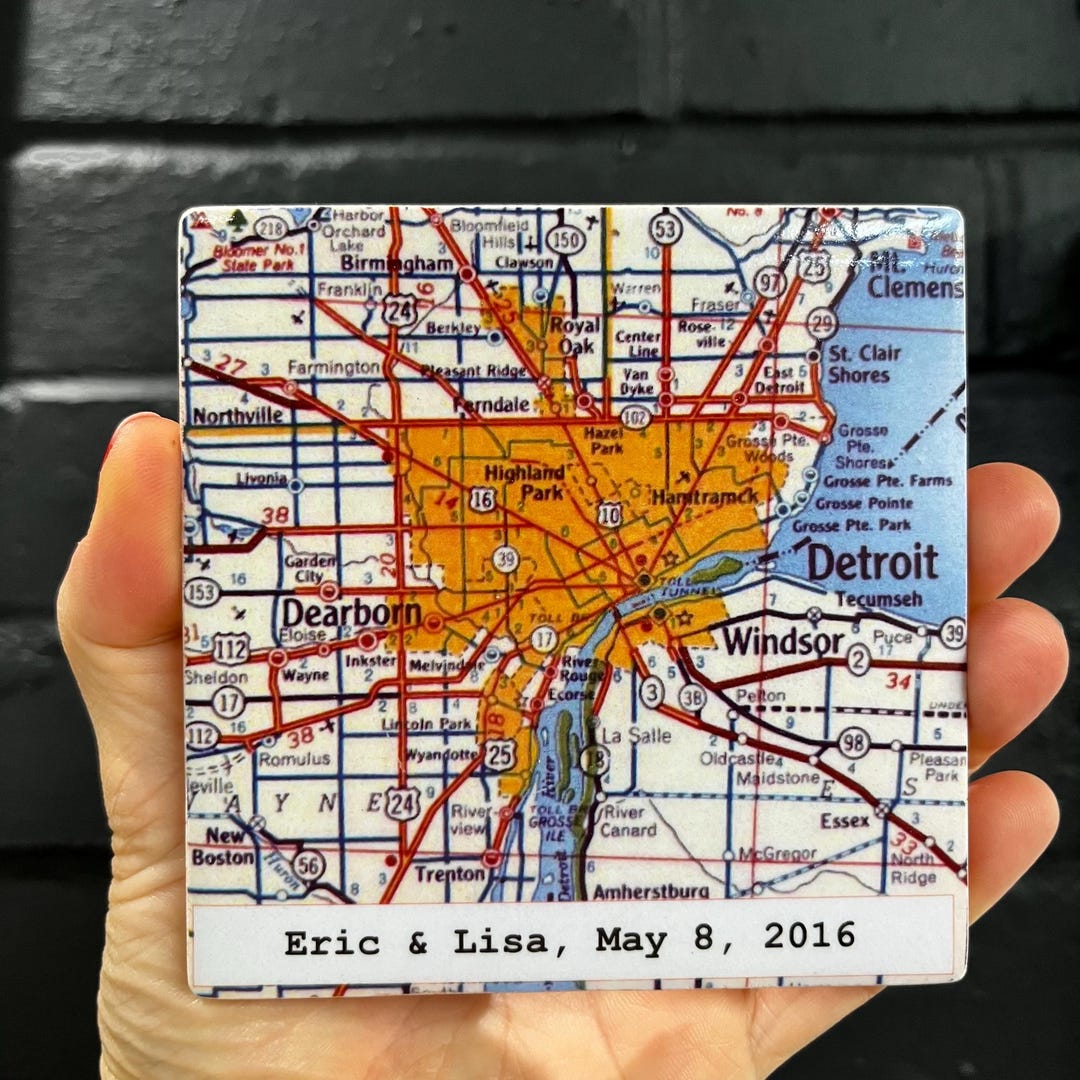 Personalized US Zip Code Map Ceramic Coaster: Anniversary Gift - Etsy