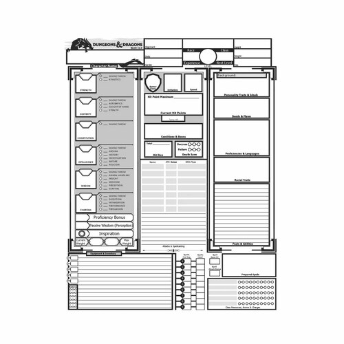 Printable D&D Character Sheet DIY D and D Character Sheet | Etsy