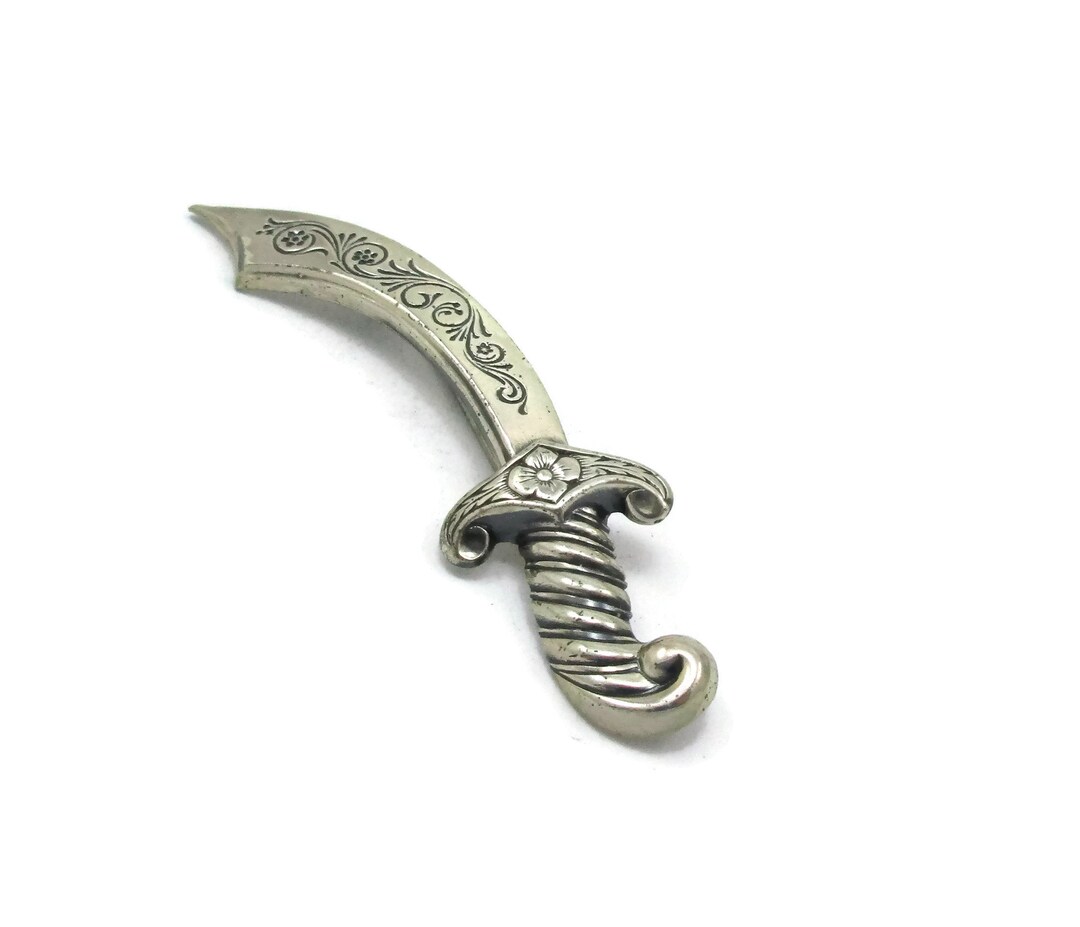Jewelart 925 Sterling Silver Pin Sword Dagger Knife Brooch Shawl Pin ...