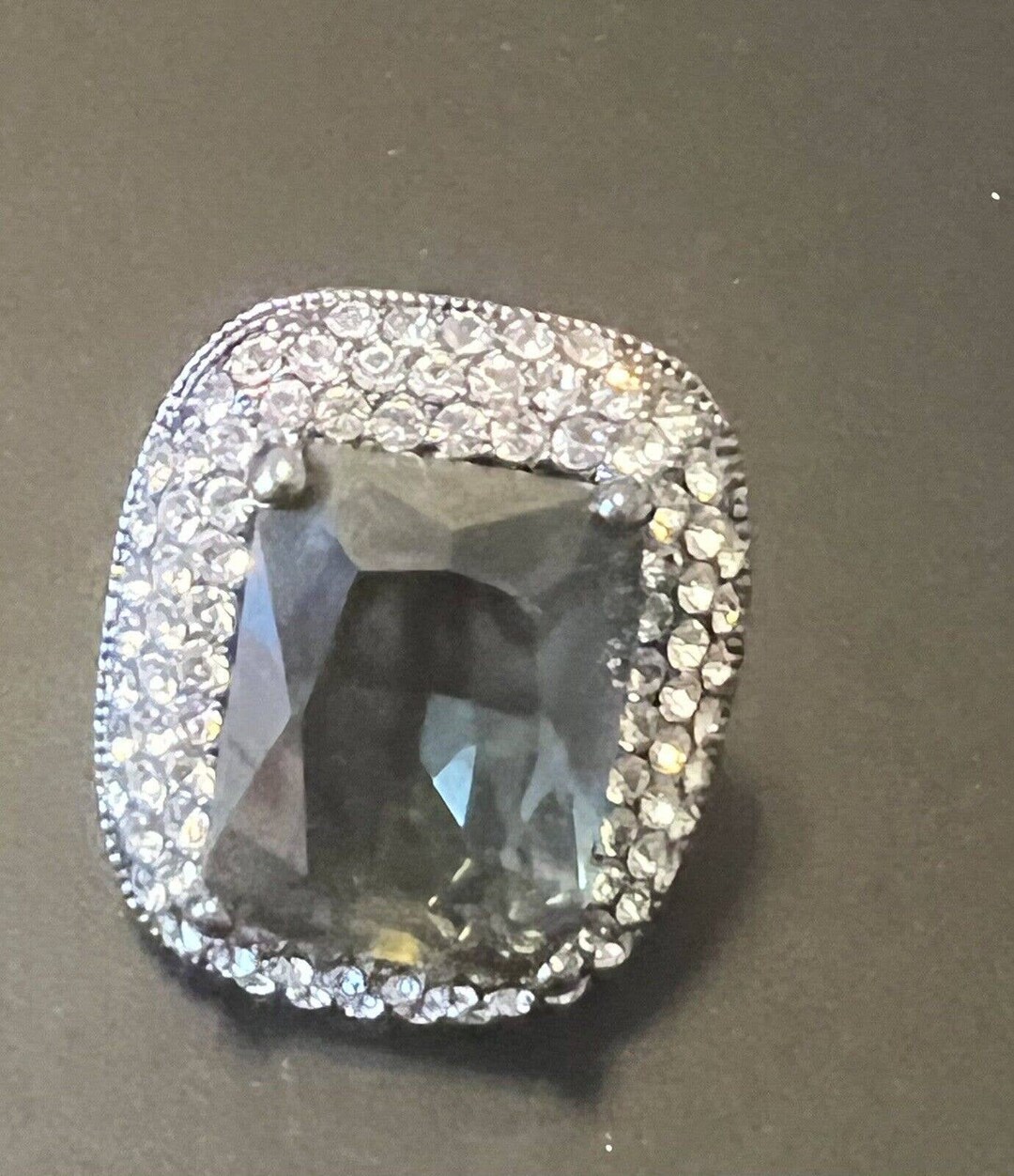Joan Boyce Rock Your Ring Rectangular Grey Stone Pave Frame Ring Size 6 ...