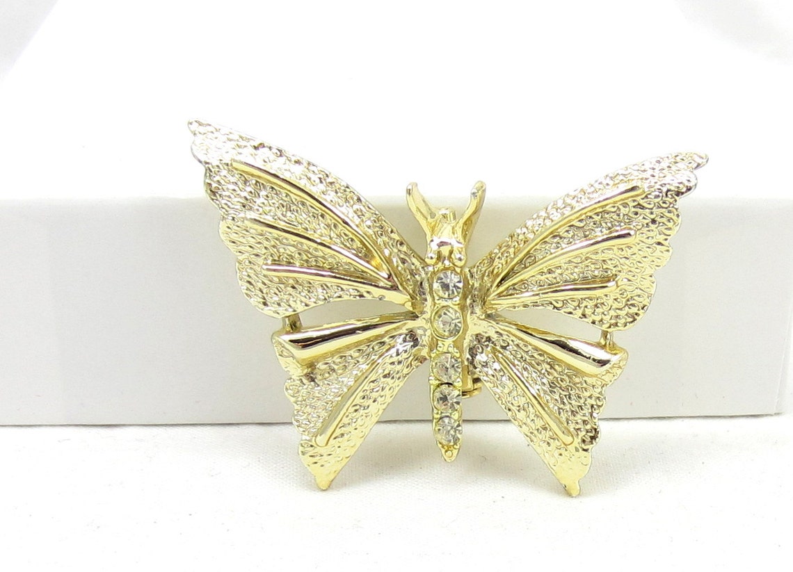 Gerry's Gold Tone Butterfly Pin Rhinestone Insect Brooch - Etsy