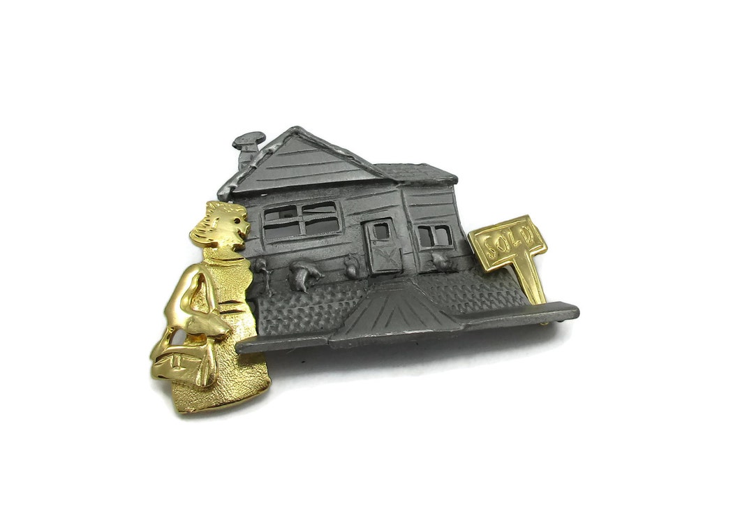 Ultracraft Pewter Gold Tone Brooch Sold Sign Pin Brooch Realtor Gift ...
