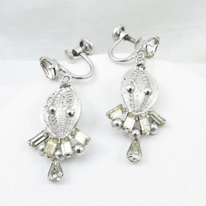 Bojar Sterling Silver and Rhinestone Filigree Necklace Earring Set ...