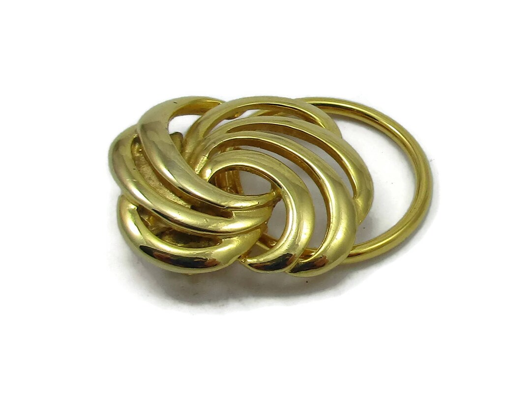 Gold Tone Round Open Work Design Scarf Clip Designer Scarf Holder Shawl ...