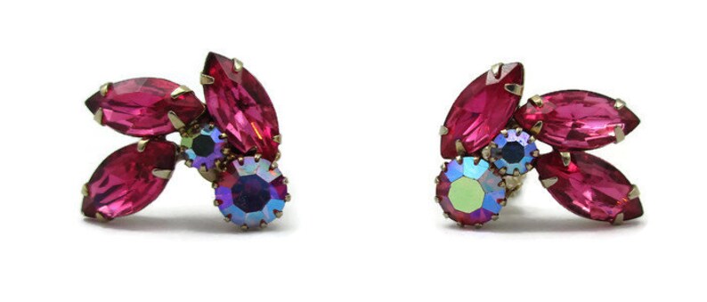 Pink Rhinestone Domed Pin Brooch Matching Rhinestone Clip - Etsy